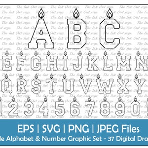Birthday Candle Alphabet Letters & Numbers Clipart Set / - Etsy