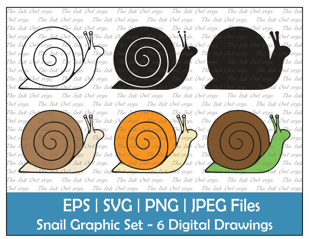 Snail Vector Clipart Set / Outline, Silhouette & Stamp Graphic ...