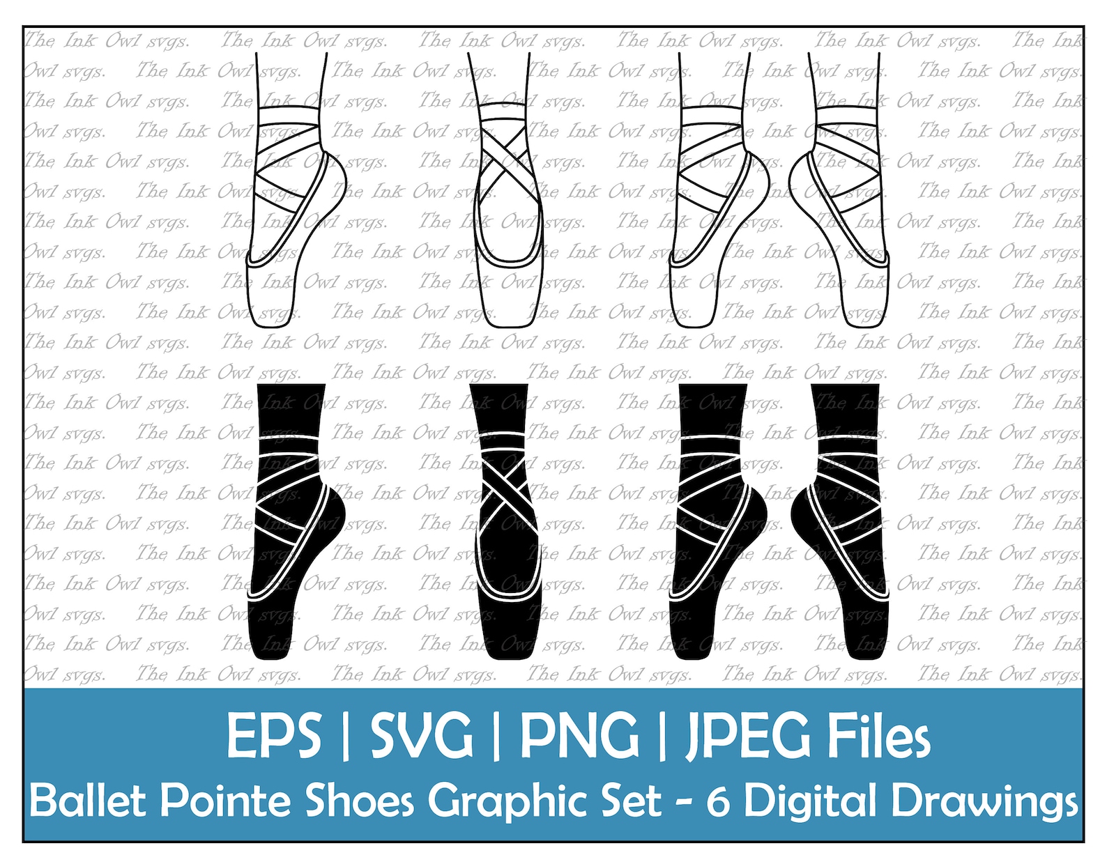 Ballet Pointe Slipper Shoes Clipart Set / Outline & Stamp - Etsy