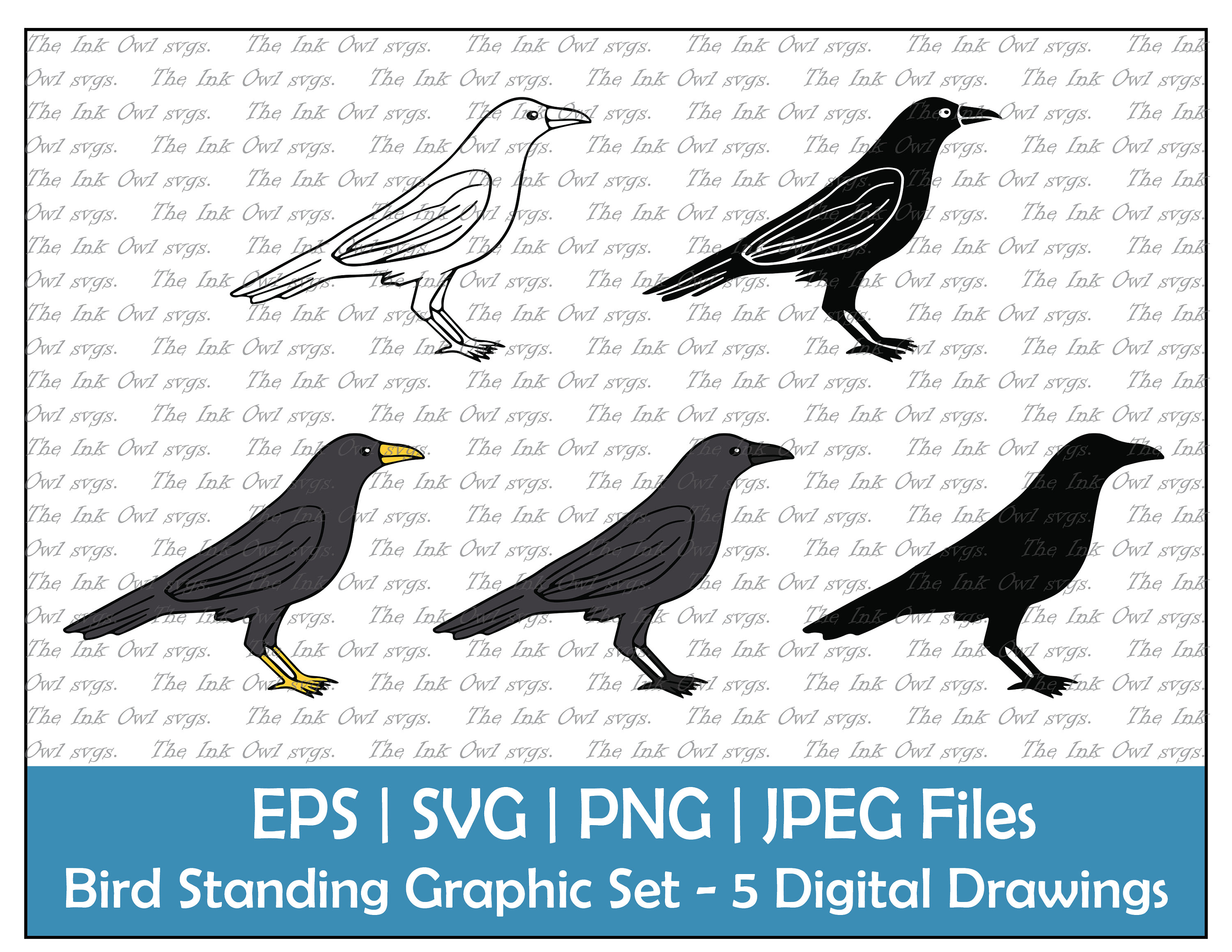 Flying Crow Outline Template