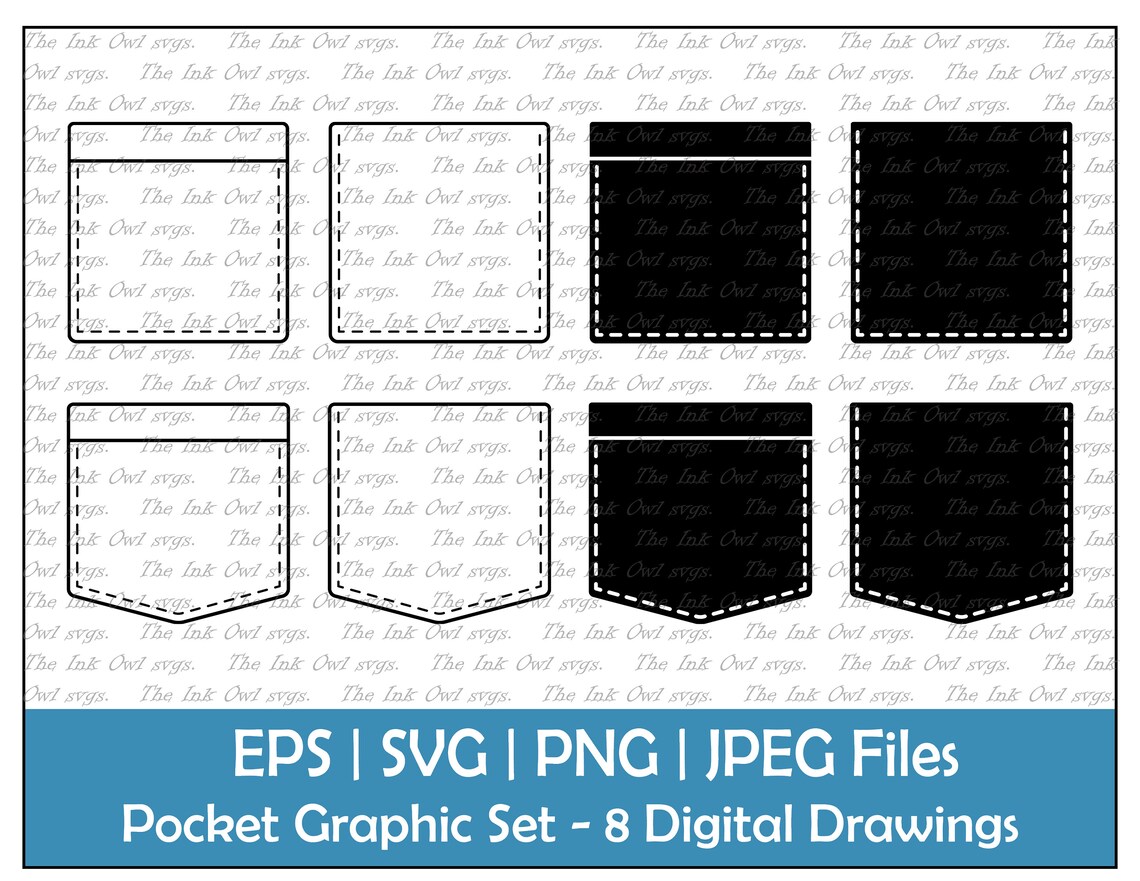 Shirt Pocket Vector Clipart Set / Outline & Stamp Drawing - Etsy