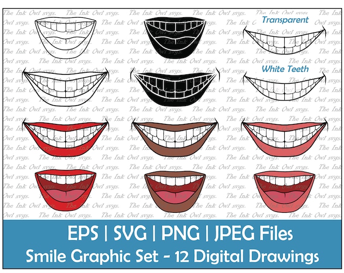 Smile Svg Teeth Svg, Svg Files Silhouette Smile Cut File Smiling ...