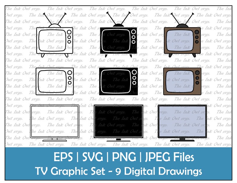 Television Monitor Vector Clipart Set / Outline & Stamp - Etsy