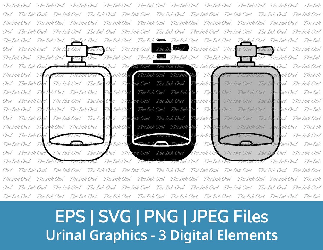 Urinal Vector Svg Clipart Set / Outline, Stamp Silhouette & Color ...