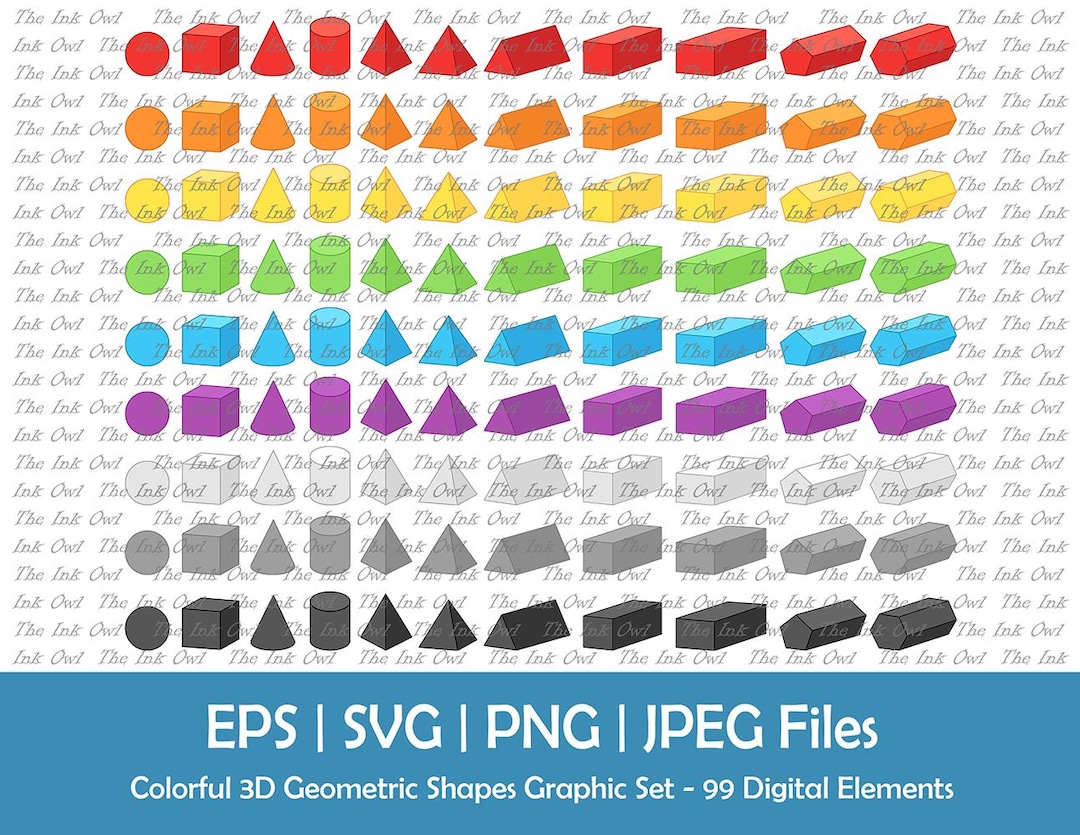 3D Geometric Shape and Forms Expanded Clipart / Outline & Silhouette ...