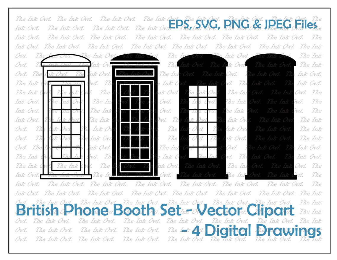 British Phone Booth Vector Clipart Set / Outline & Stamp - Etsy