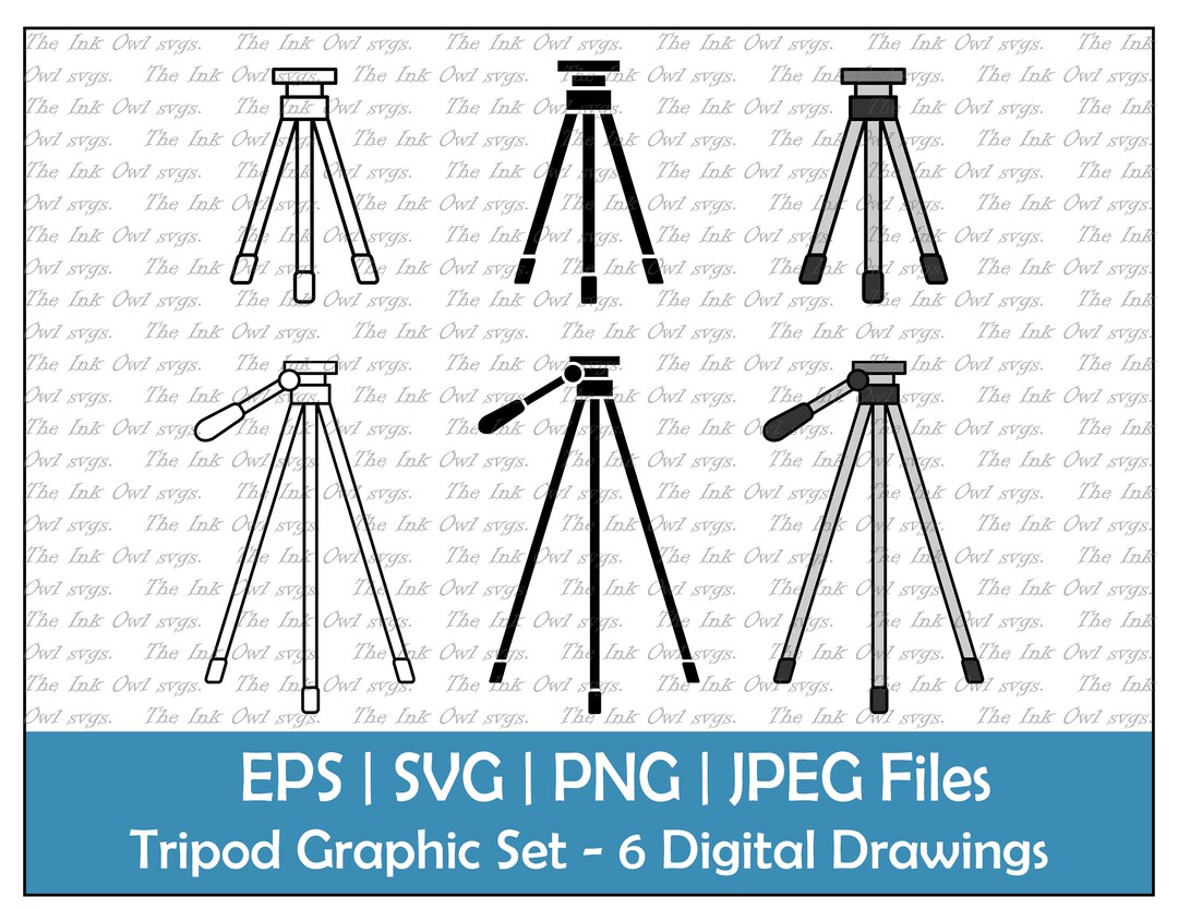 Tripod Vector Clipart Set / Outline & Stamp Drawing Illustrations ...
