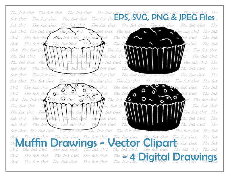 Muffins Drawing Vector Clipart / Outline & Stamp Illustrations / PNG ...