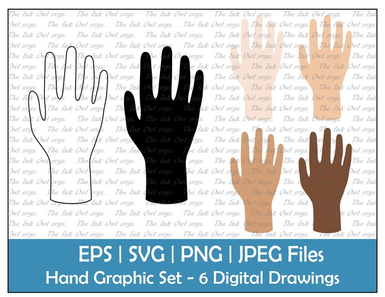 Human Hand Vector Clipart Set / Outline Silhouette Stamp & - Etsy