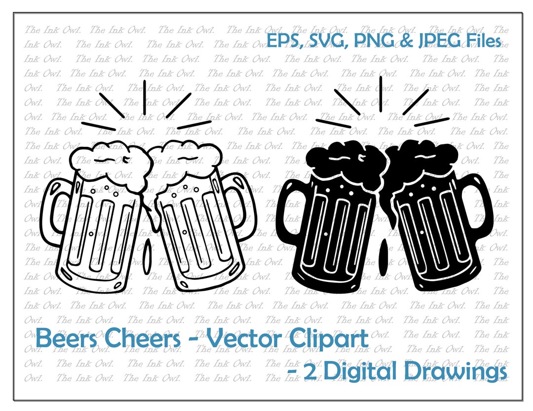 Beer Drink Cheers Vector Clipart Set / Outline & Stamp Drawing ...