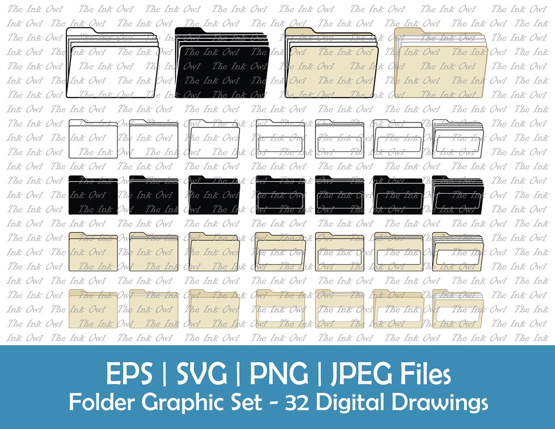 File Folder Vector Clipart / Outline, Silhouette & Color Graphic ...