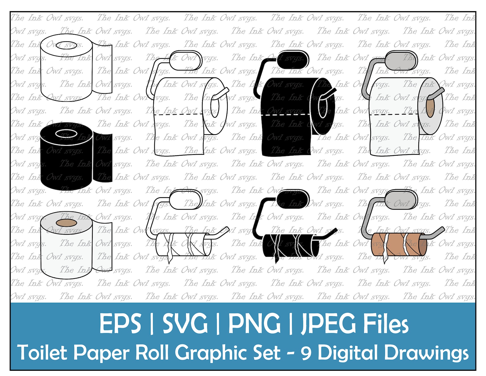 Toilet Paper Roll Vector Clipart Set / Outline Stamp and - Etsy