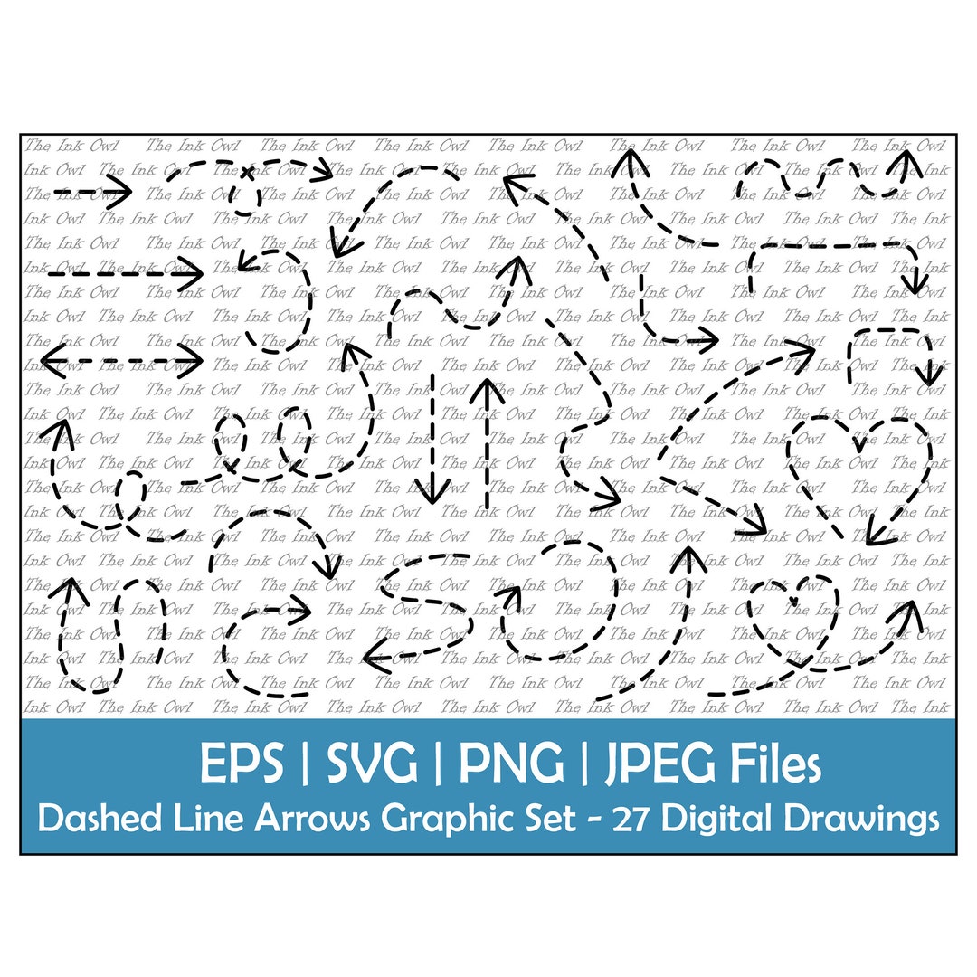 Dashed Line Arrow Icon Vector Clipart Set / Silhouette Graphic ...