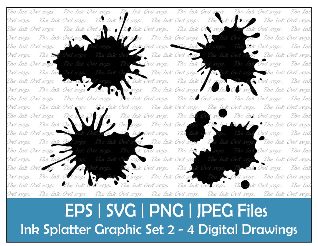 Ink Splatter Vector Clipart Set 2/ Outline & Stamp Graphic / Paint Drop ...