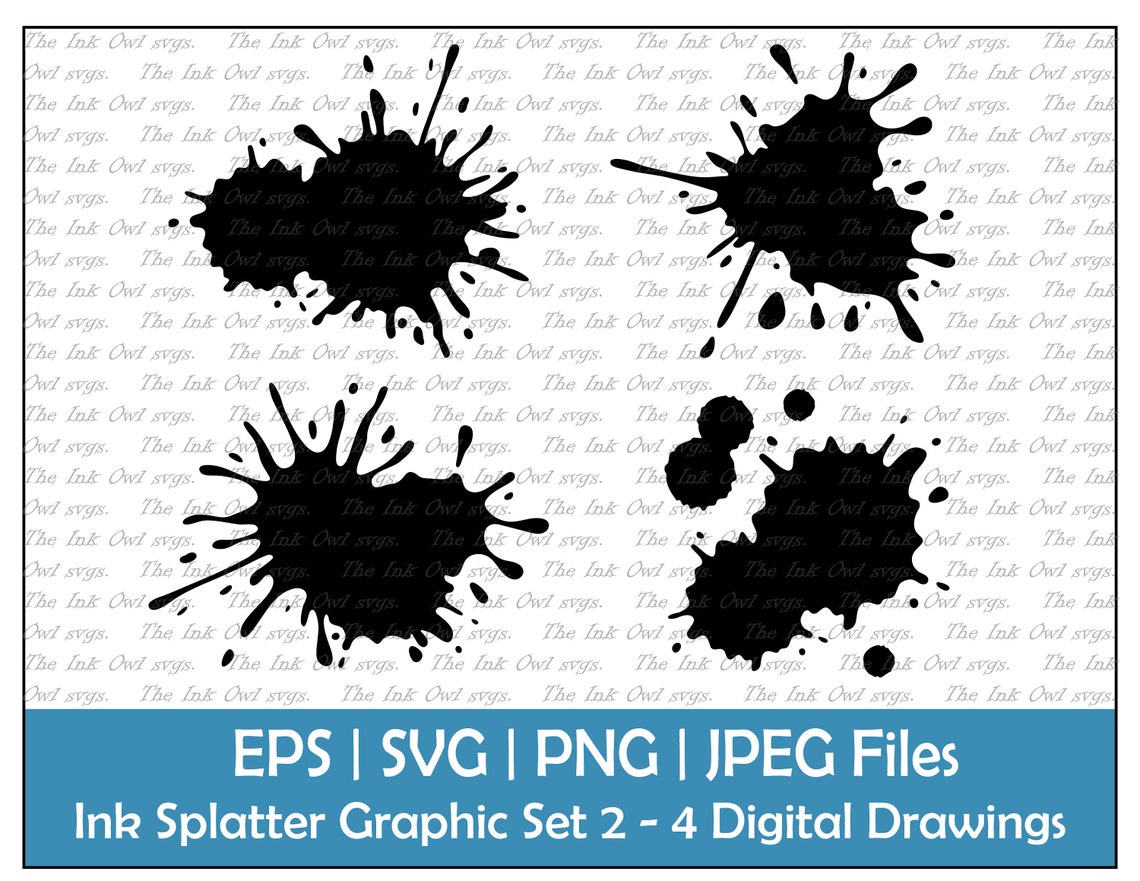 Ink Splatter Vector Clipart Set 2/ Outline & Stamp Graphic / | Etsy