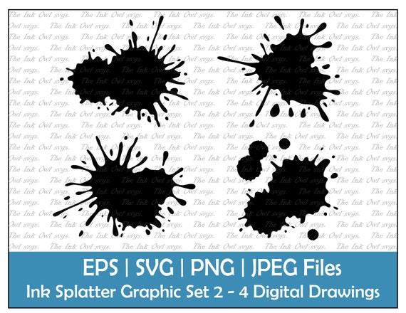 Ink Splatter Vector Clipart Set 2/ Outline & Stamp Graphic / | Etsy