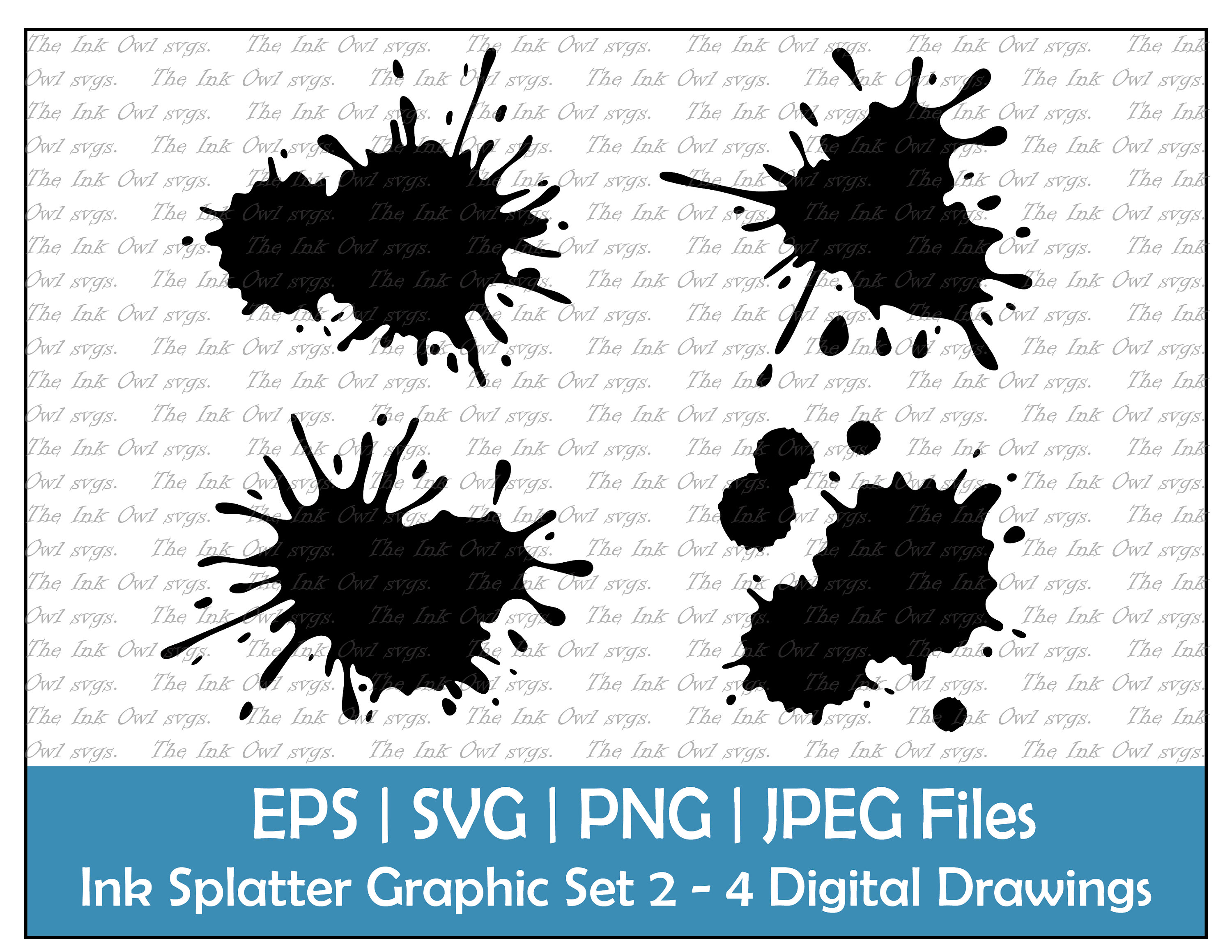 Ink Splatter Vector Clipart Set 2/ Outline & Stamp Graphic / | Etsy