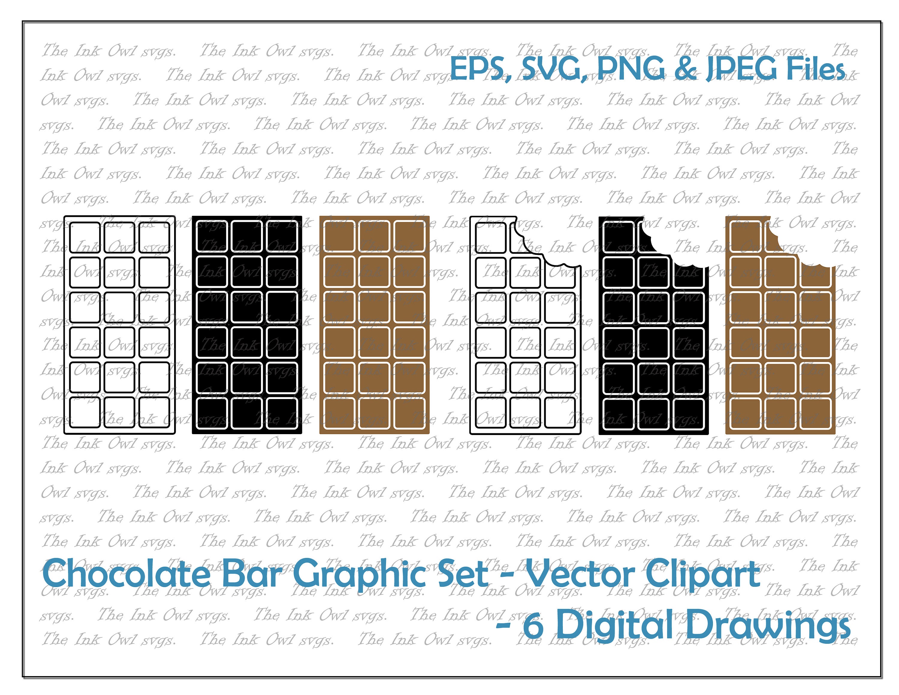 Chocolate Bar Vector Clipart / Outline & Stamp Drawing - Etsy