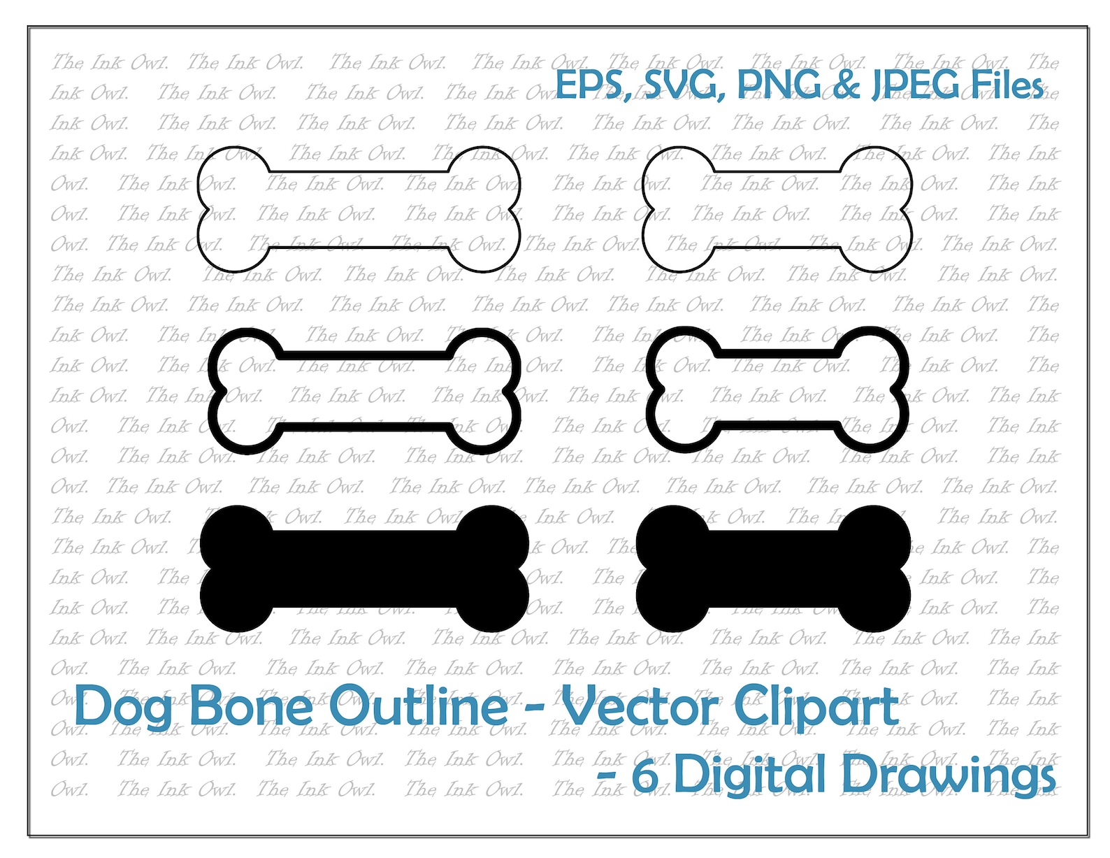 Dog Bone Vector Clipart Set / Outline & Stamp Drawing - Etsy