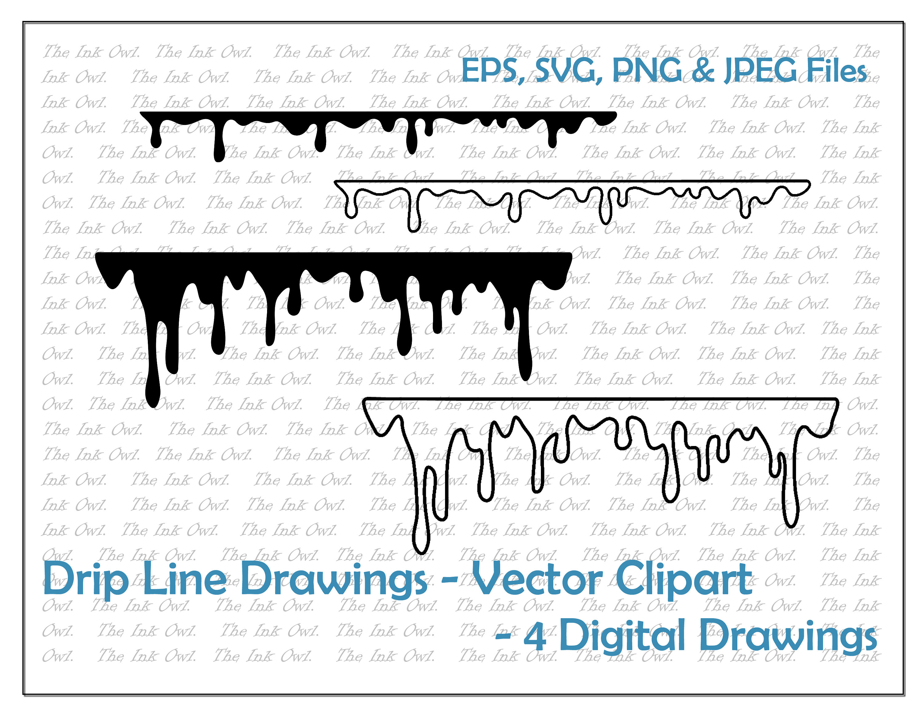 Drip Line Vector Clipart / Paint Liquid Melt / Outline & - Etsy
