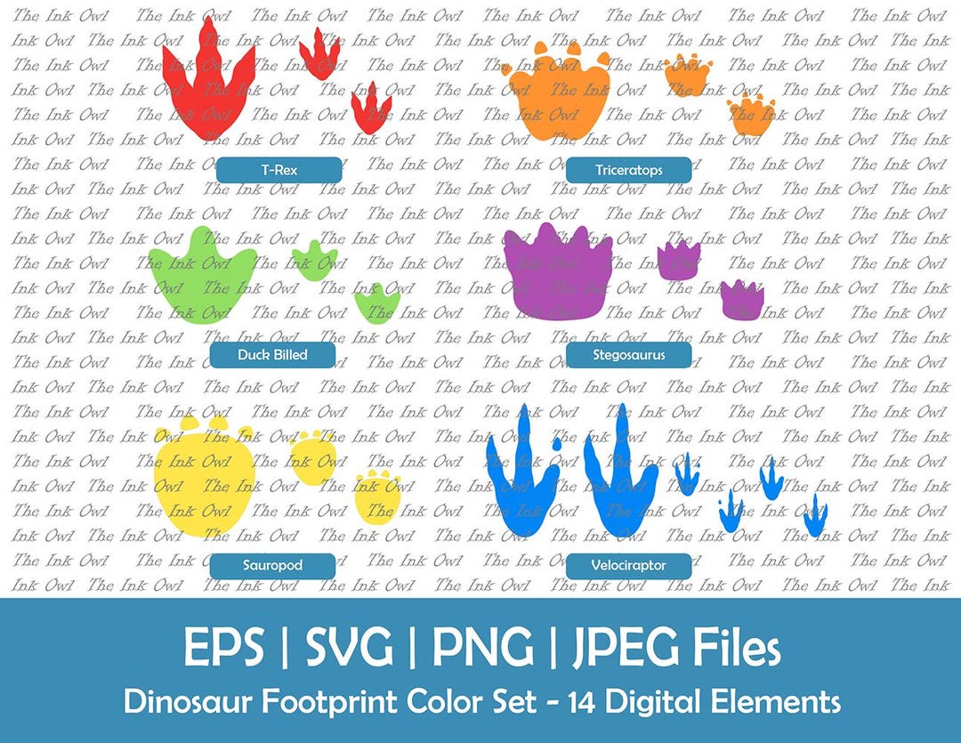 Dinosaur Footprints and Tracks Clipart Illustrations for Kids / Color ...