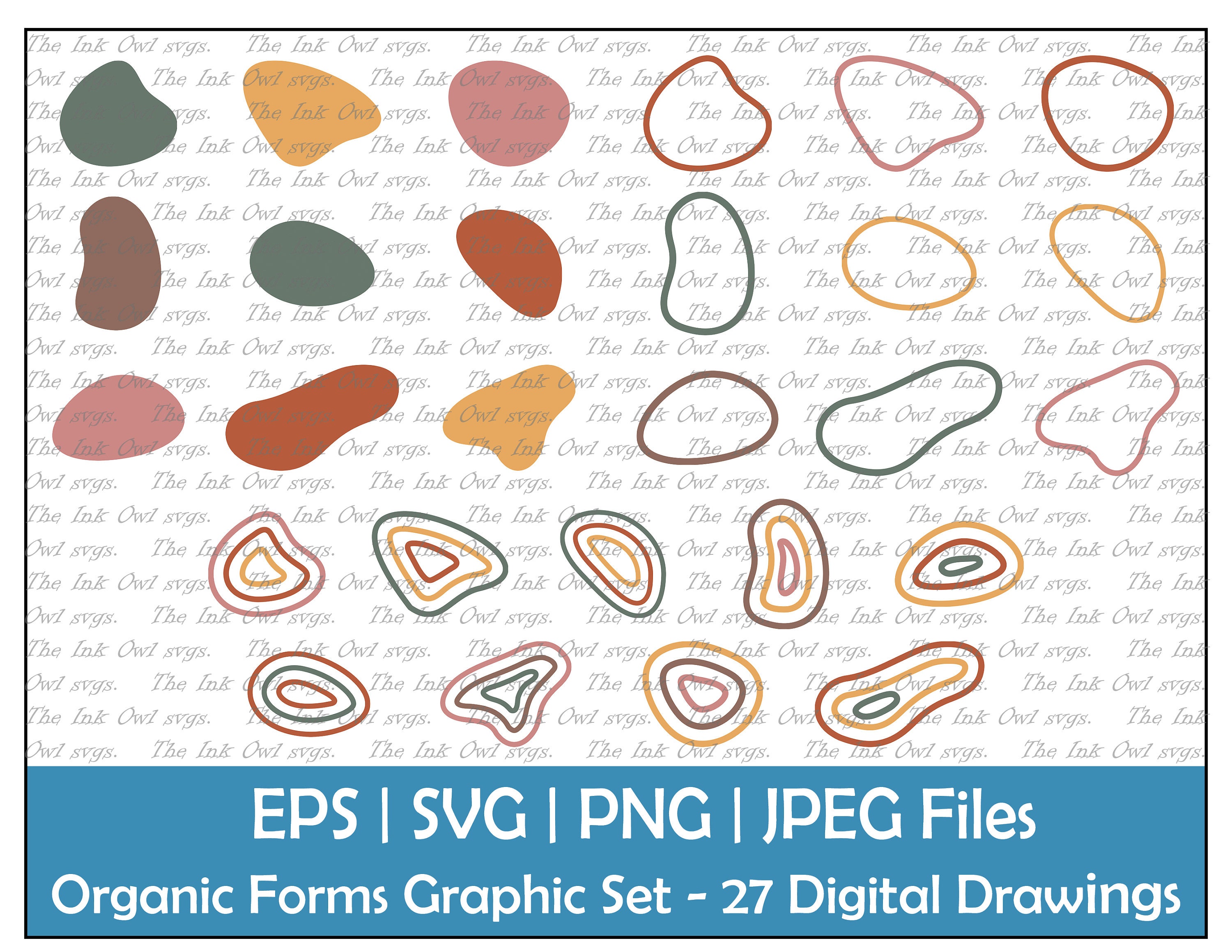 Organic Boho Shapes and Forms Vector Clipart Set / Outline & Stamp ...
