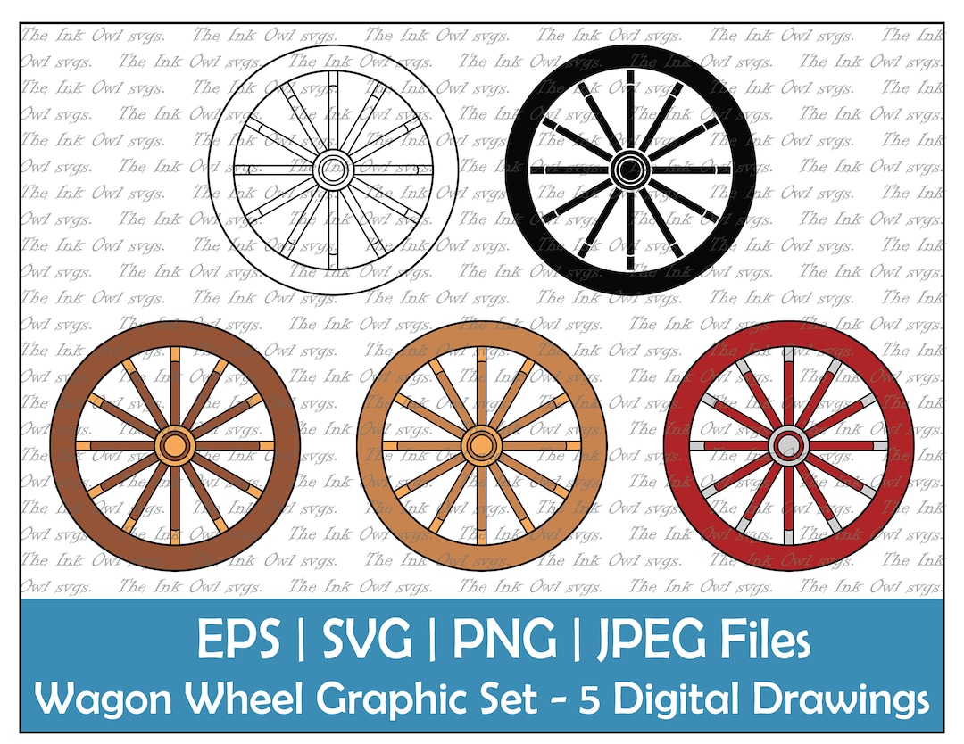 Wagon Wheel Vector Clipart Set / Outline Silhouette Stamp & - Etsy