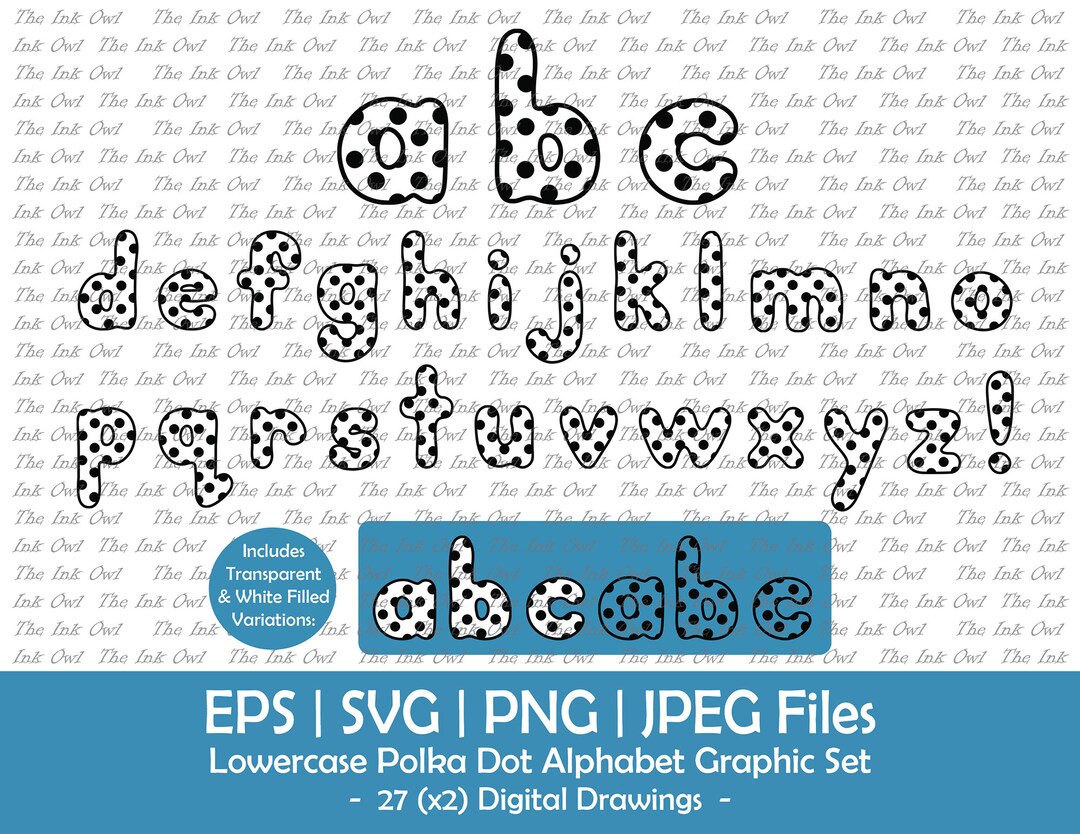 Lowercase Polka Dot Alphabet Letter Vector Clipart / Outline Text ...