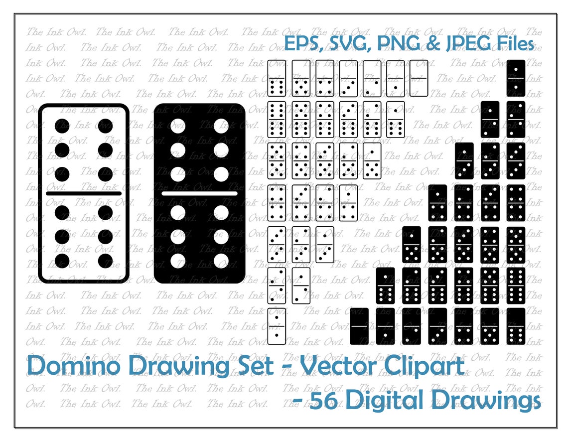 Domino Game Vector Clipart Set / Outline & Stamp Drawing - Etsy Canada