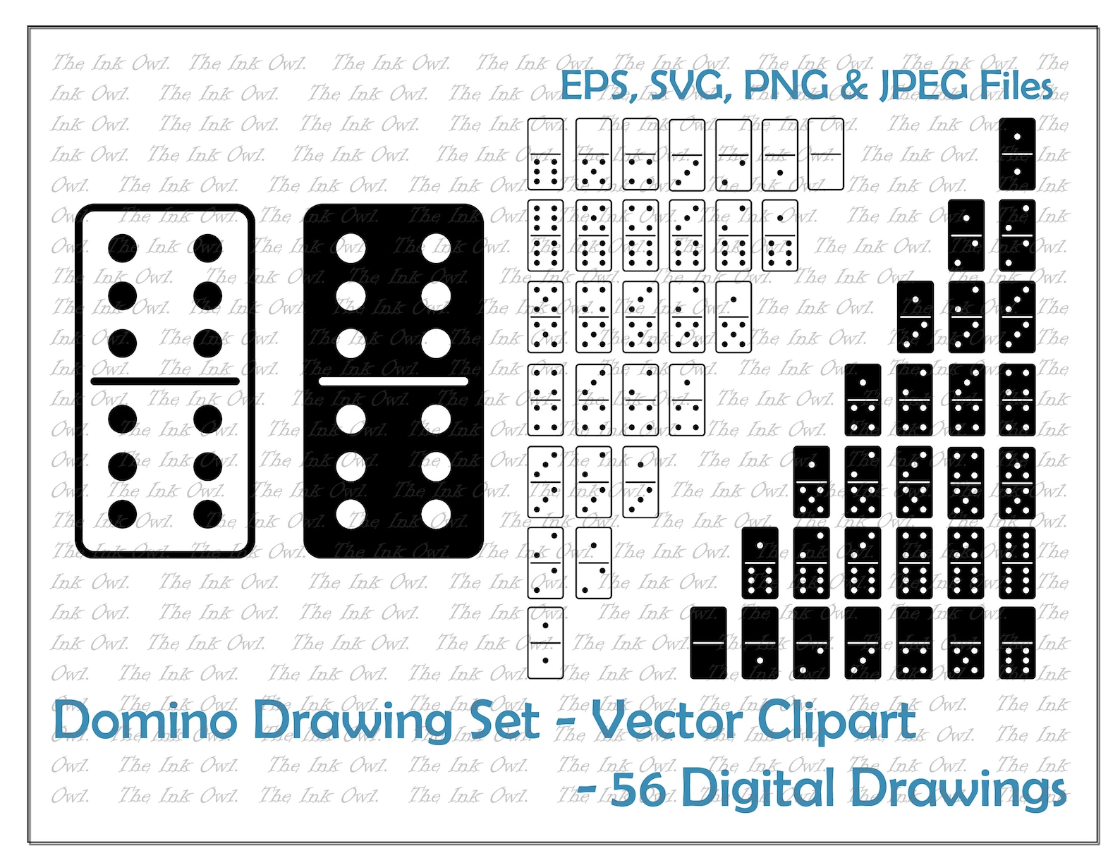 Domino Game Vector Clipart Set / Outline & Stamp Drawing - Etsy