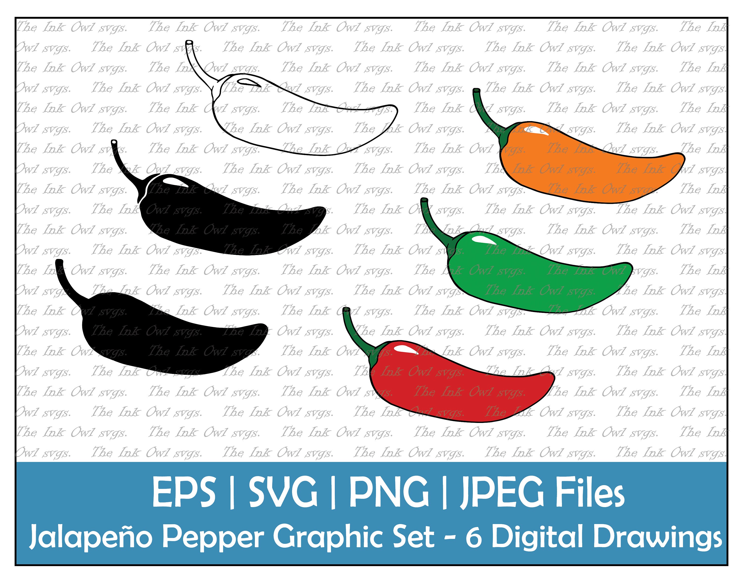 Jalapeno Pepper Vector Clipart Set / Outline Stamp & Color - Etsy