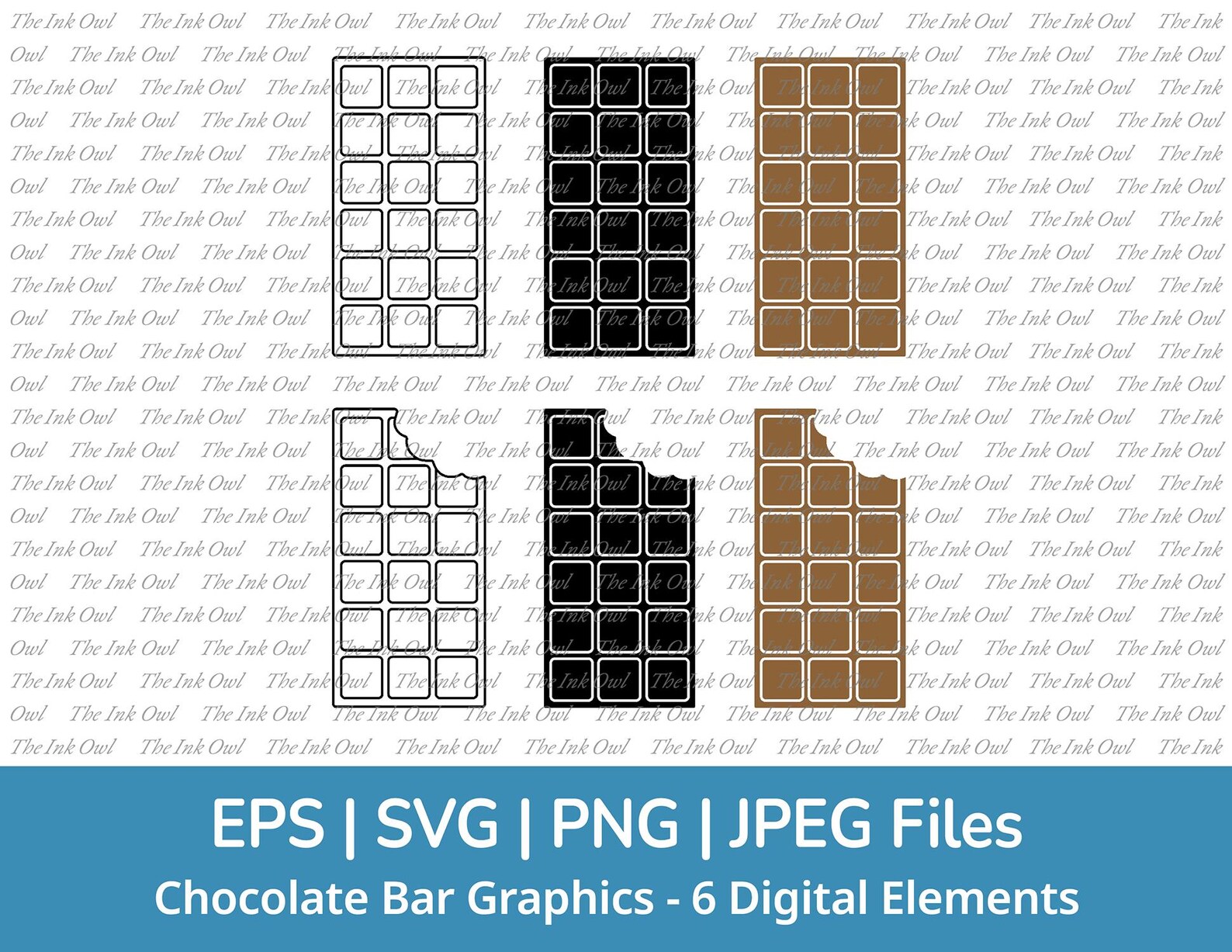 Chocolate Bar Svg Vector Clipart / Outline, Stamp Silhouette & Color ...