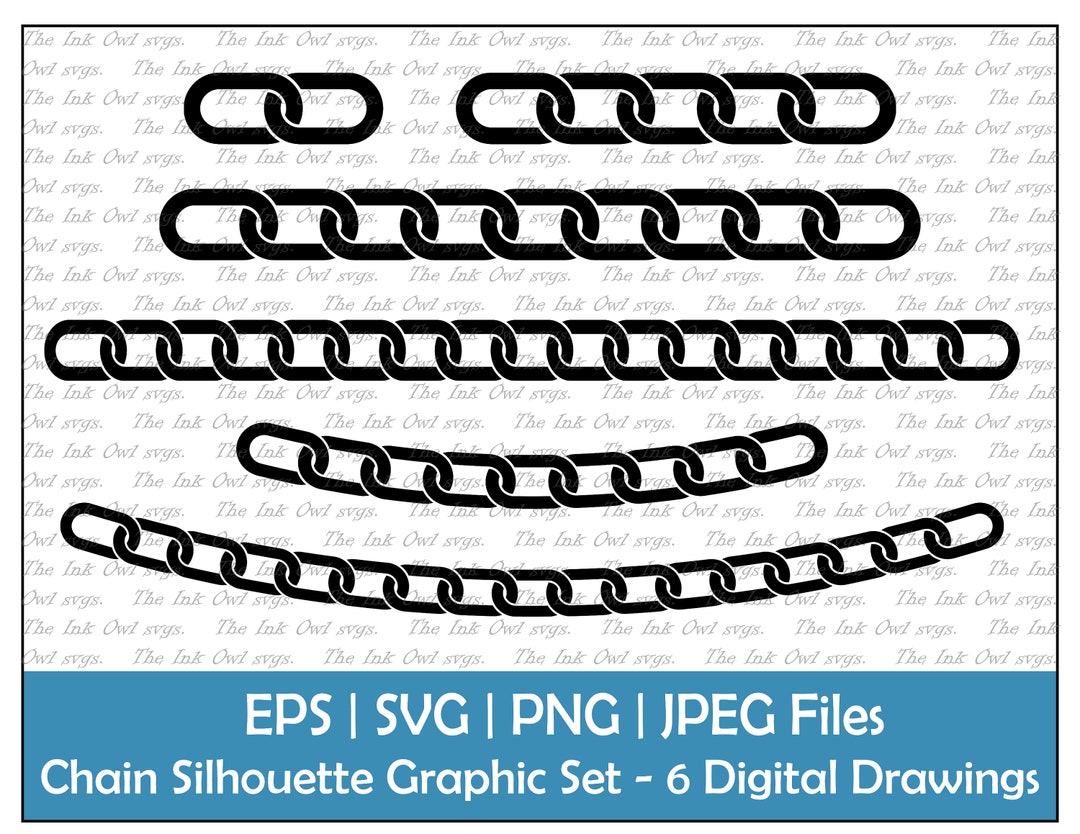 Chain Link Outline Vector Clipart Set / Stamp Graphic / PNG, JPG, SVG ...