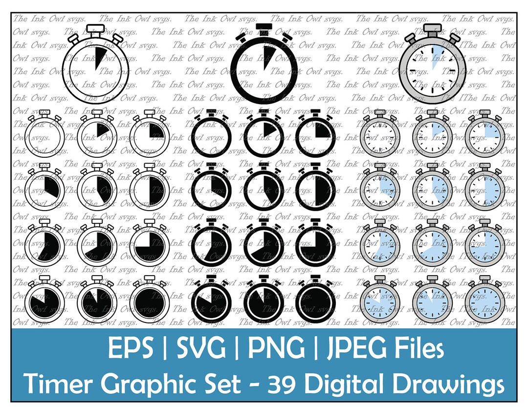 Retro Stopwatch Timer Countdown With Different Times Vector Clipart Set ...