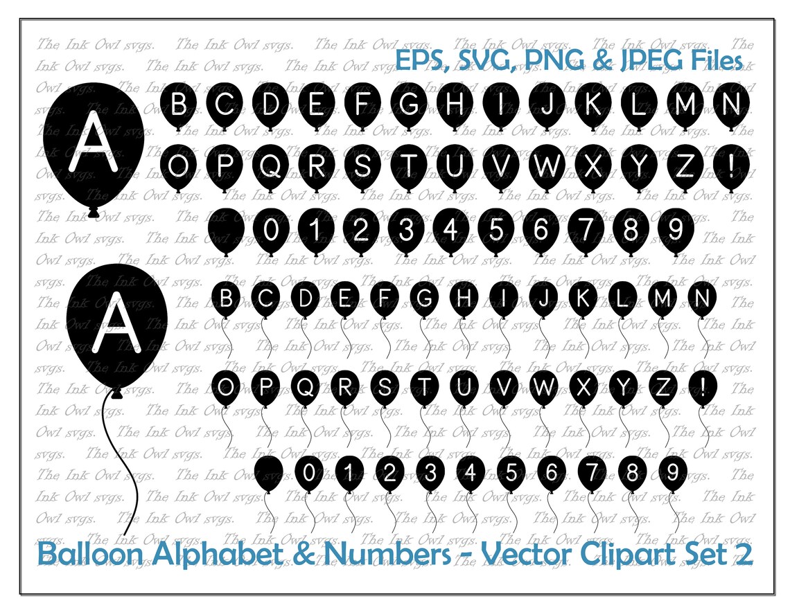Balloon Alphabet Stamp Vector Clipart / Graphic for Birthday - Etsy