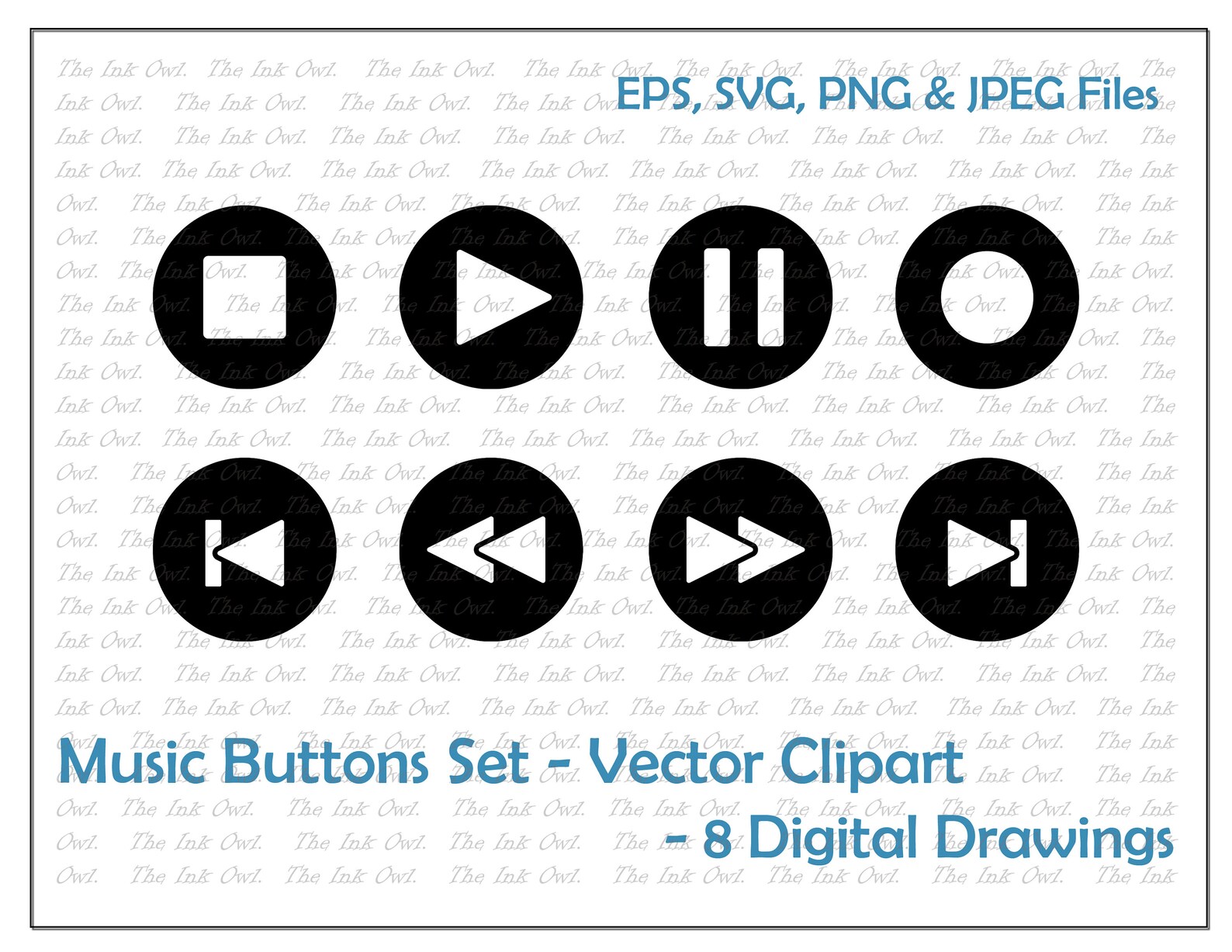 Music Button Vector Clipart / Audio Symbols / Play Stop | Etsy