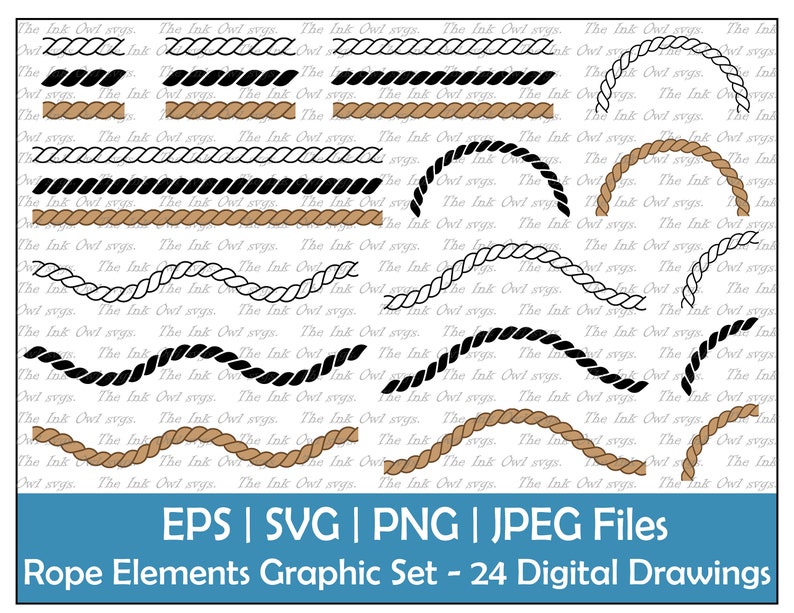 Rope Graphic Clipart Set / Outline & Stamp Drawings / Decorative ...