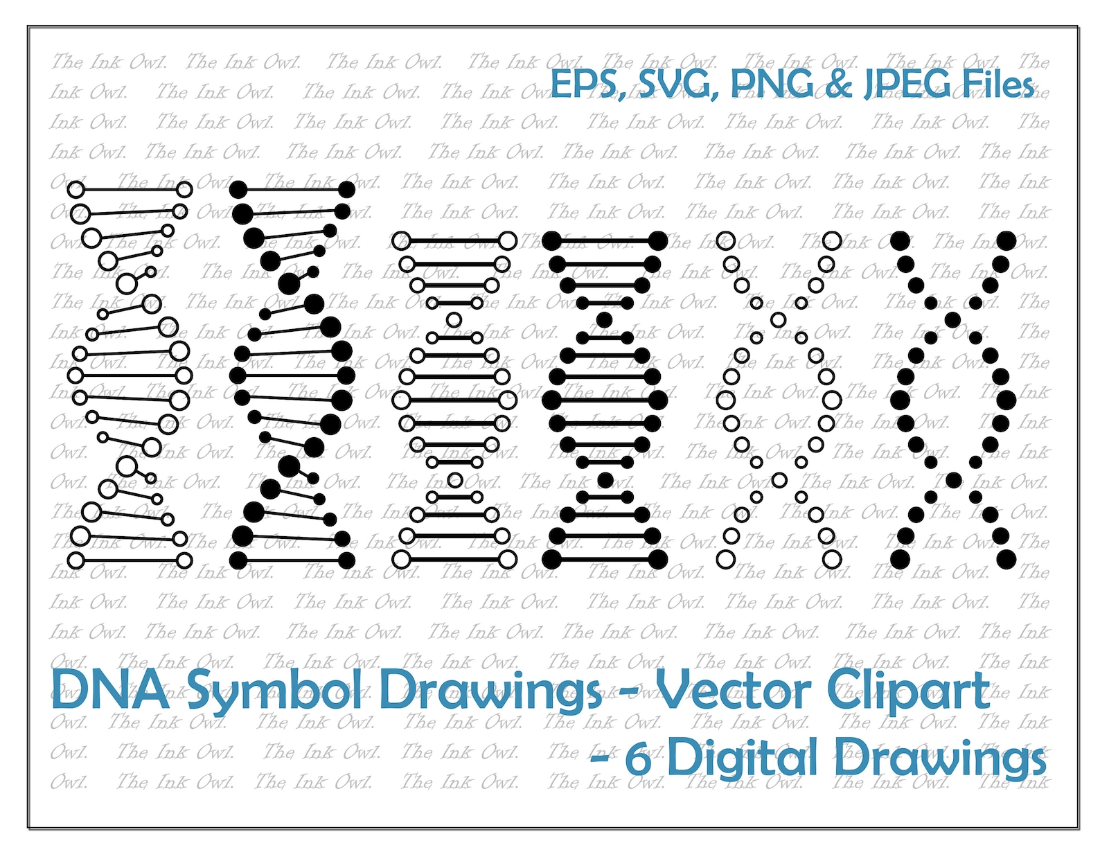 DNA Model Drawing Set Vector Clipart / Outline & Silhouette | Etsy