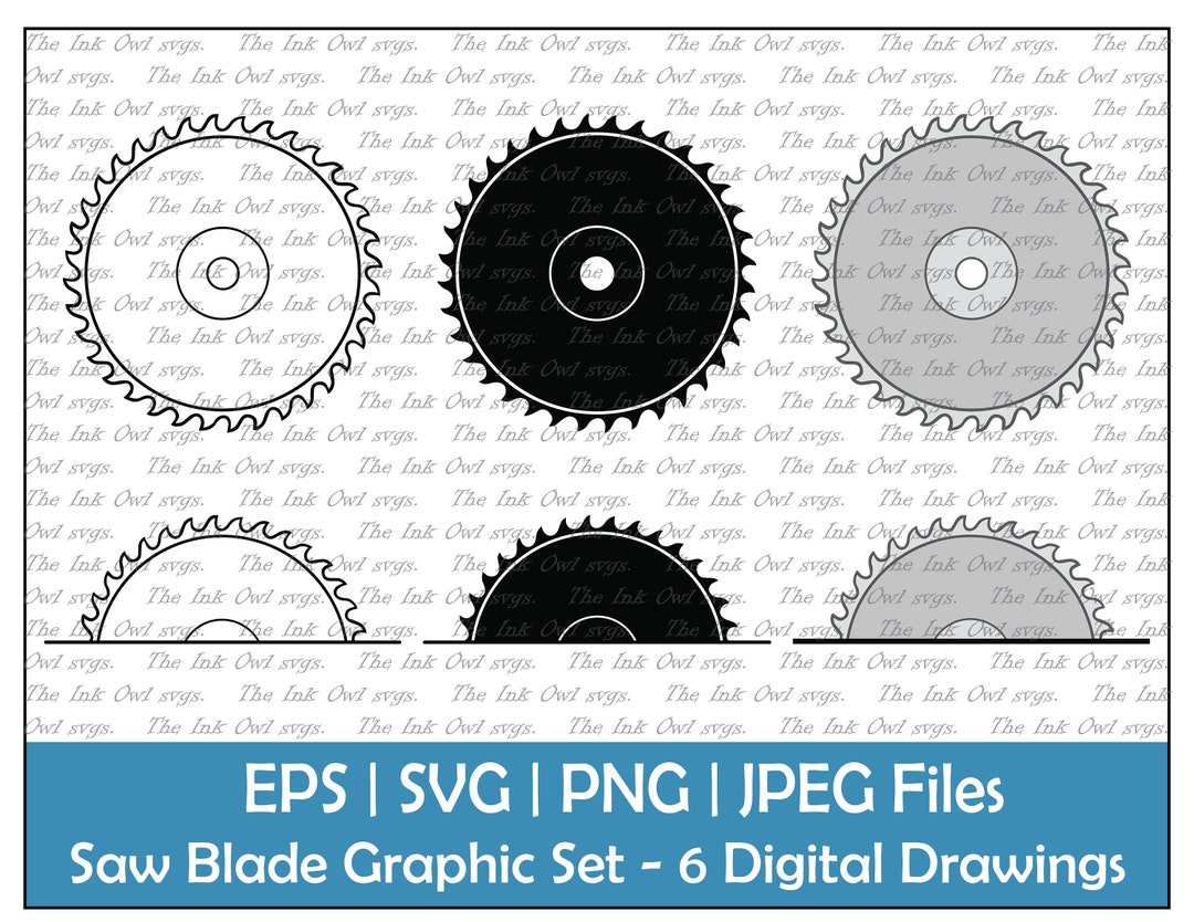 Circular Saw Blade Vector Clipart / Outline & Stamp Drawing ...