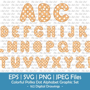 Colorful Polka Dot Alphabet Letters Vector Clipart / Text Graphics ...