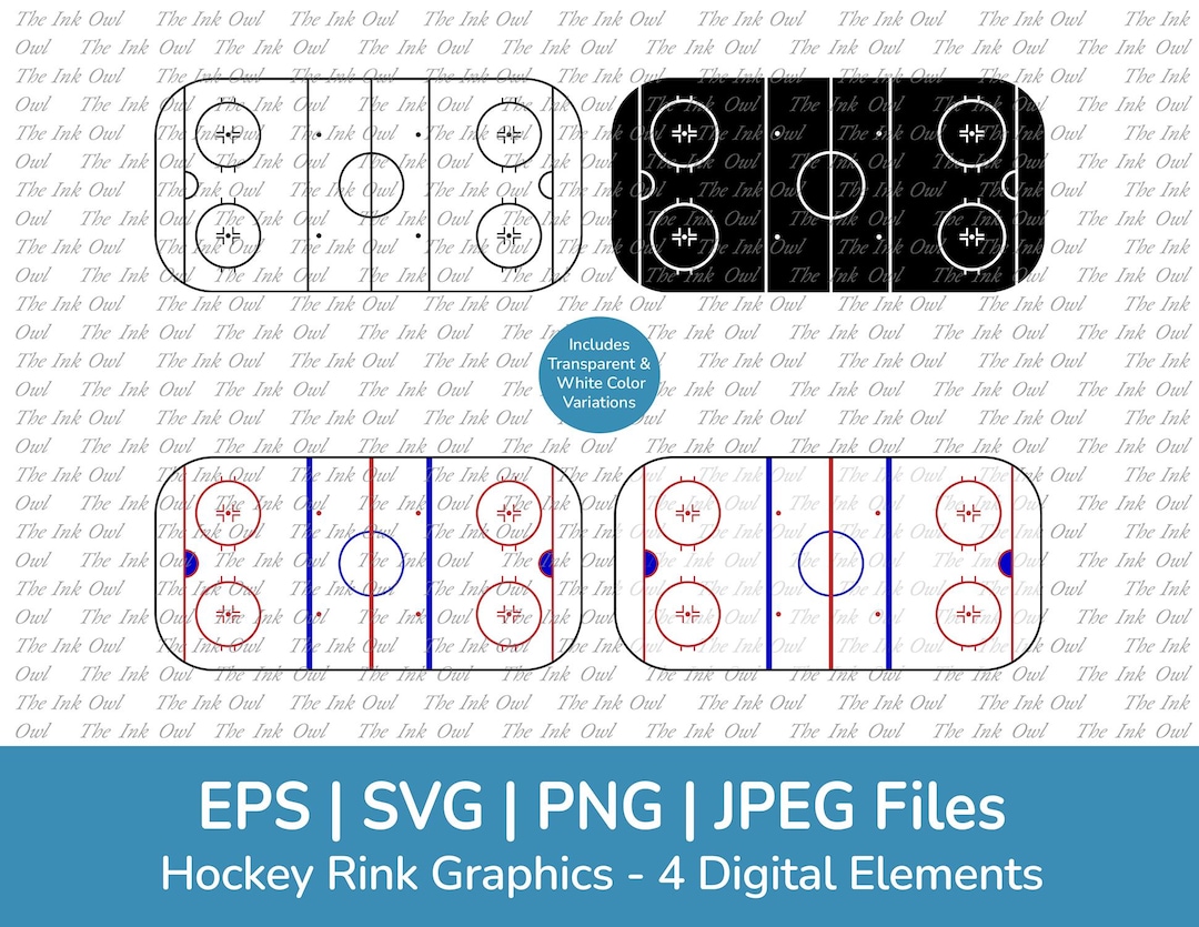 Hockey Ice Rink Vector Clipart / Outline, Silhouettes, Color Graphic ...