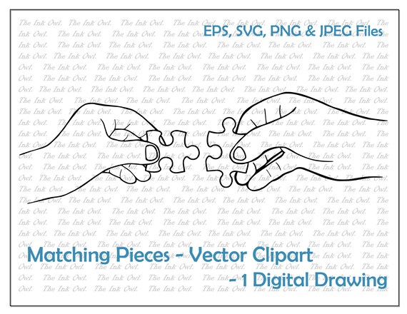 Puzzle Piece & Hands Outline Vector Clipart / Drawing | Etsy