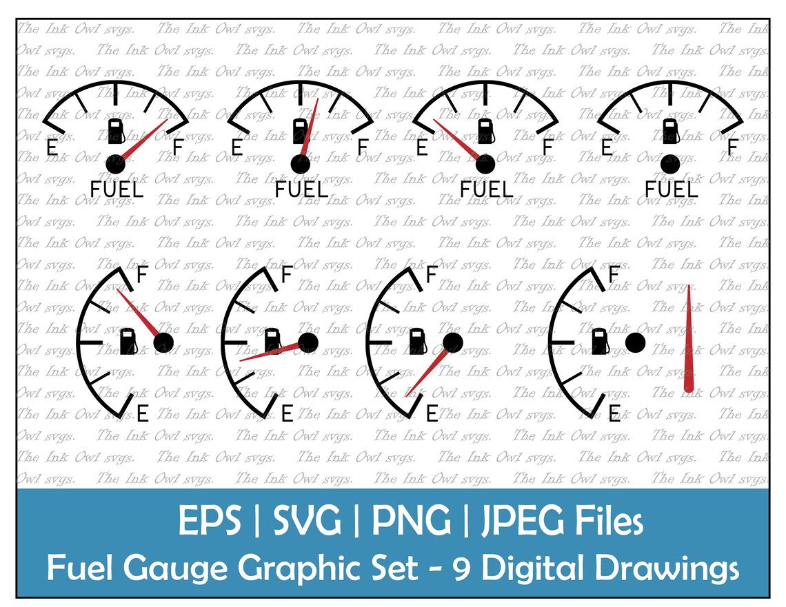 Fuel Gauge Meter Dial Vector Clipart Set / Outline & Colored | Etsy