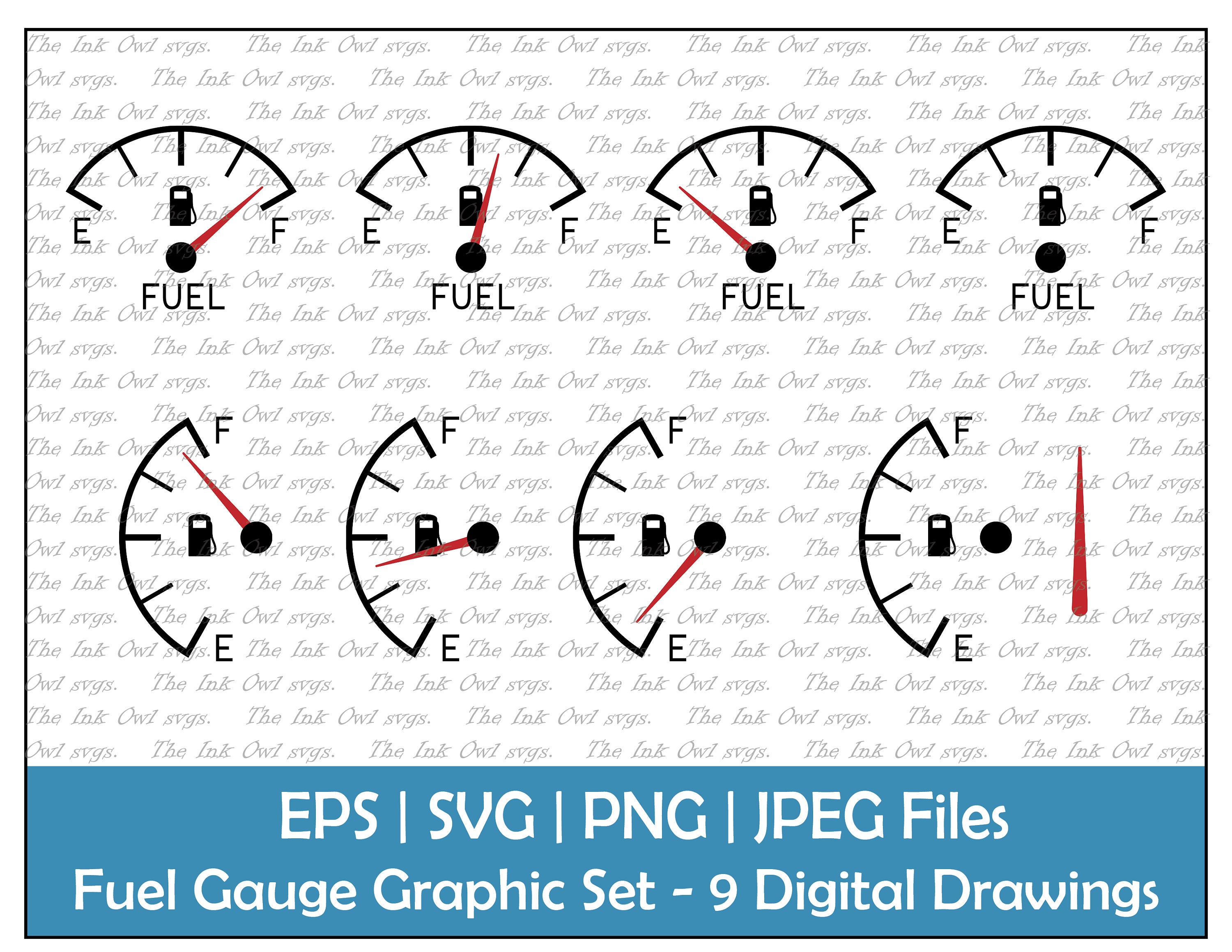 Fuel Gauge Meter Dial Vector Clipart Set / Outline & Colored - Etsy UK