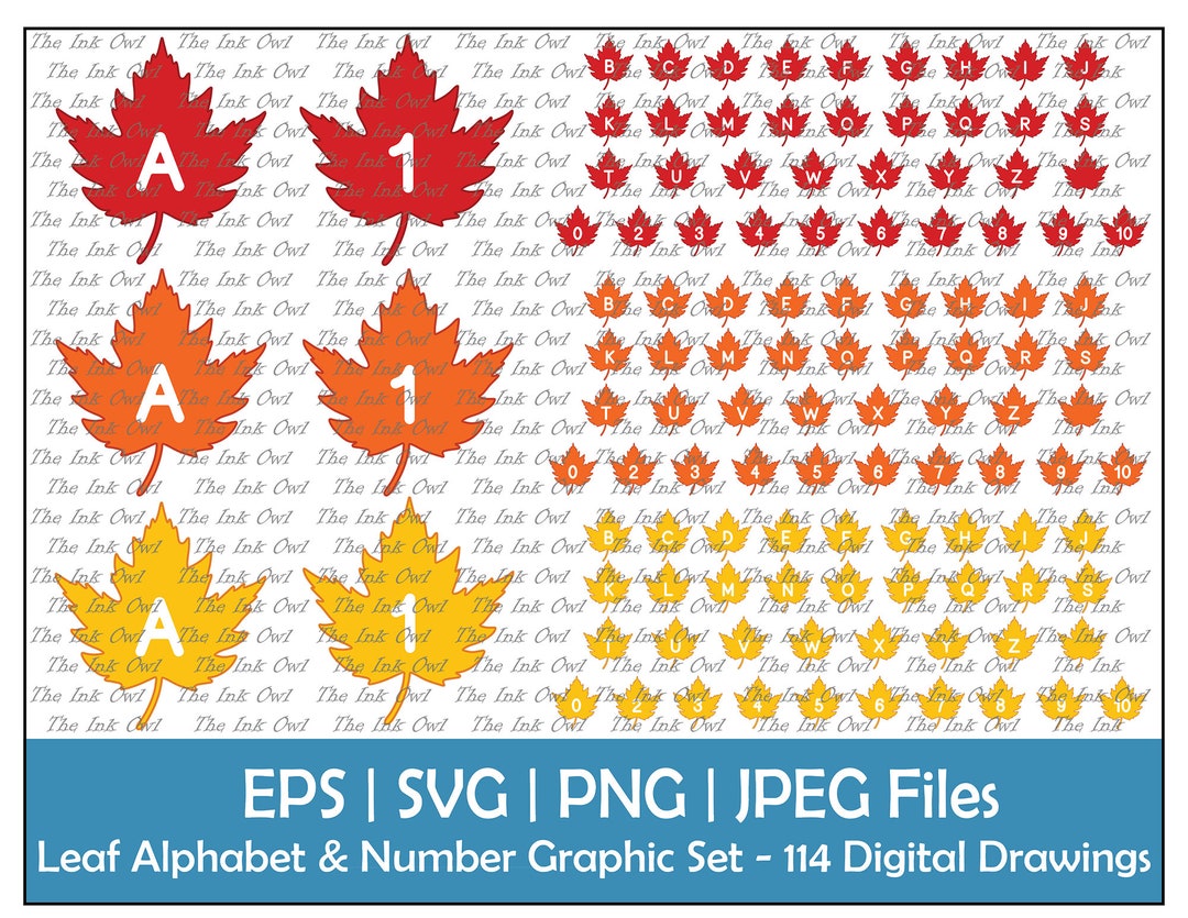 Maple Leaf Alphabet Letter & Number Clipart / Red, Orange and Yellow ...