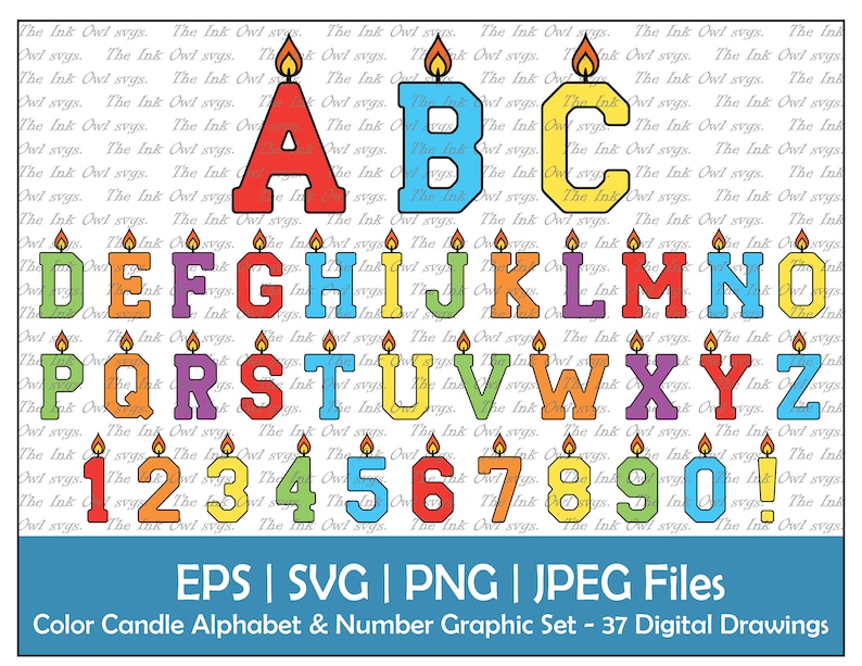 Colorful Birthday Candle Alphabet Letters & Numbers Clipart - Etsy