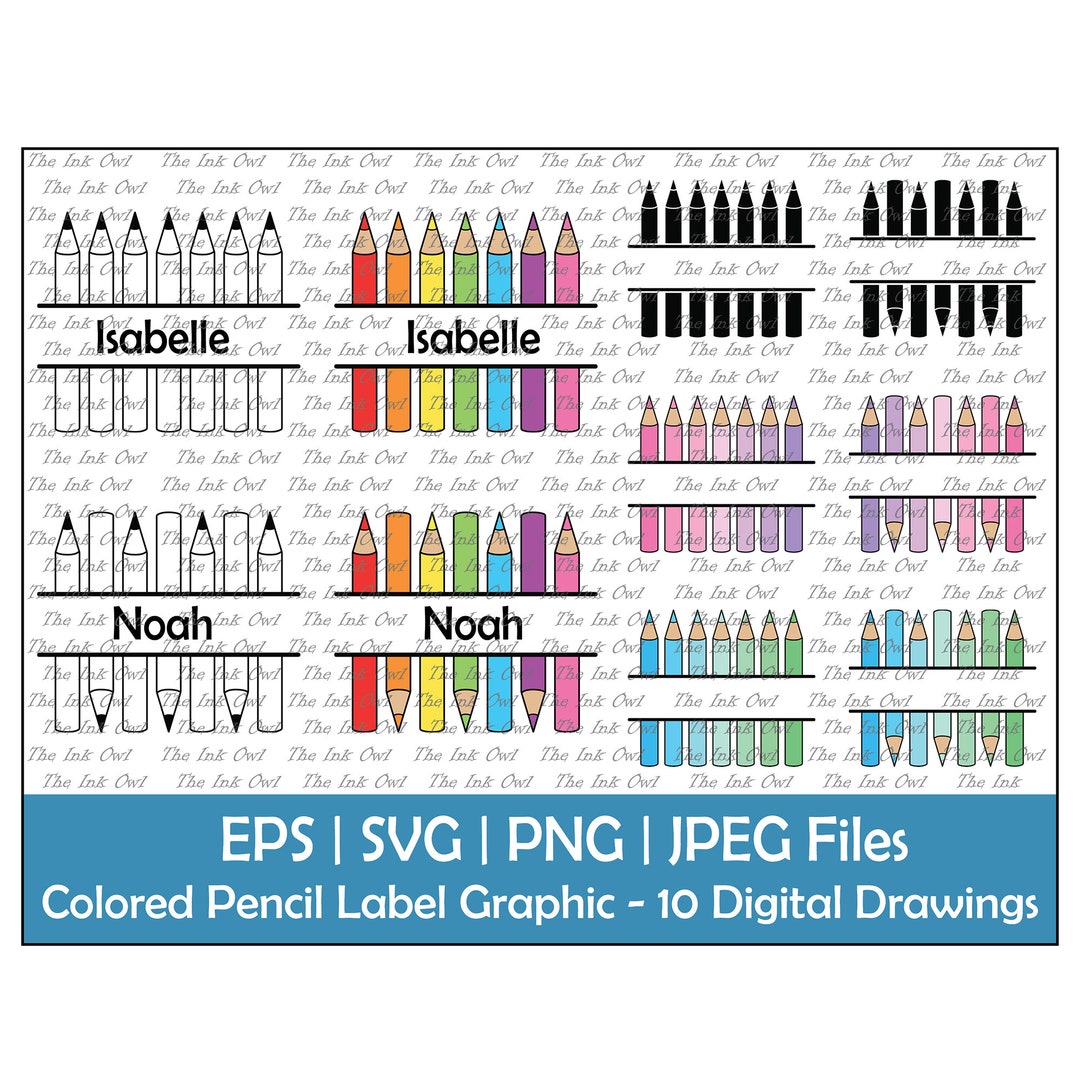 Colored Pencil Name Label Vector Clipart / Outline, Silhouette & Color ...