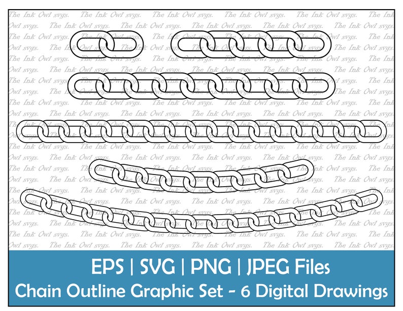 Chain Link Outline Vector Clipart Set / Outline Graphic / PNG - Etsy