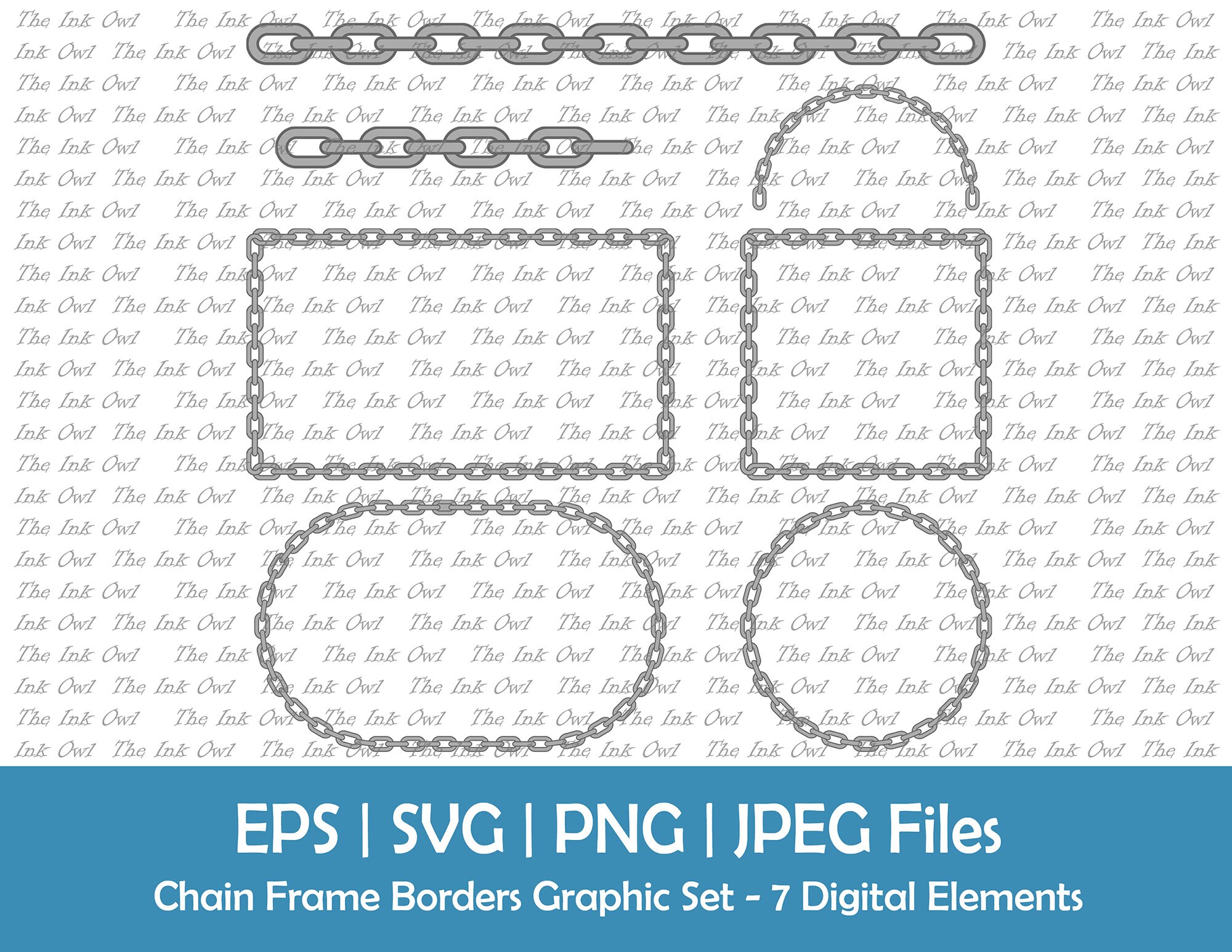 Chain Link Frame Border Clipart / Color Graphic Illustration ...