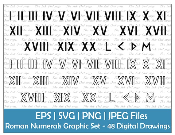 Números romanos o números 1 a 20 vectores Clipart / Outline & - Etsy México